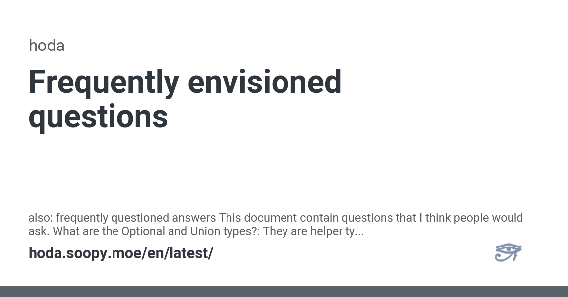 Frequently envisioned questions - hoda